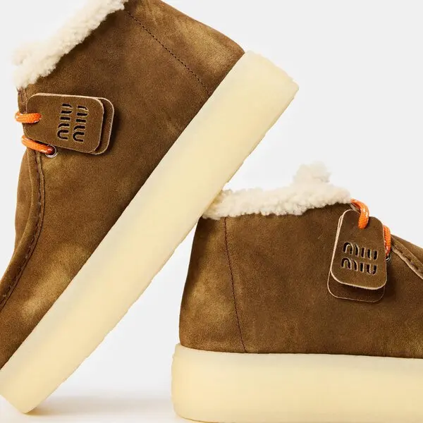 Miu Miu Shearling-lined Suede Ankle Boots