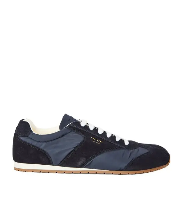 Prada Lace-up Suede And Nylon Sneakers