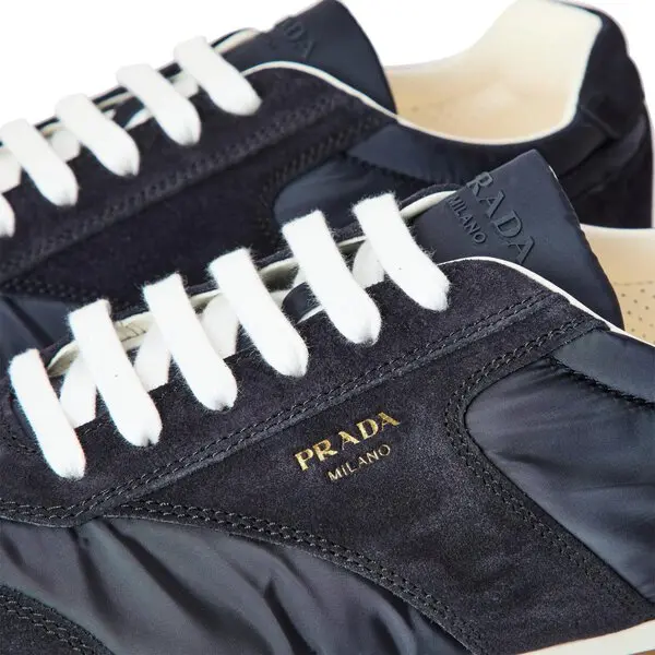 Prada Lace-up Suede And Nylon Sneakers