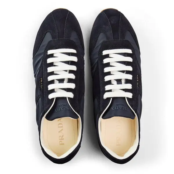 Prada Lace-up Suede And Nylon Sneakers
