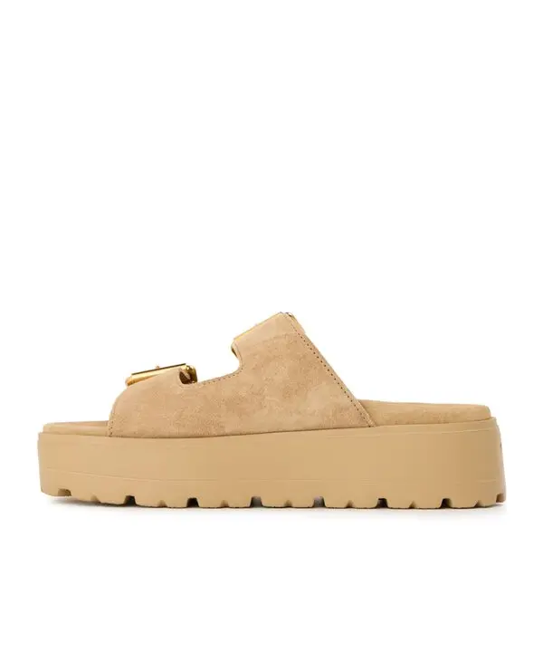 Prada Buckled Logo Platform Sandals