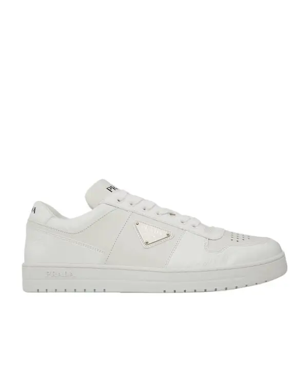 Prada Downtown Leather Low Top Sneakers - White
