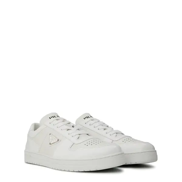 Prada Downtown Leather Low Top Sneakers - White