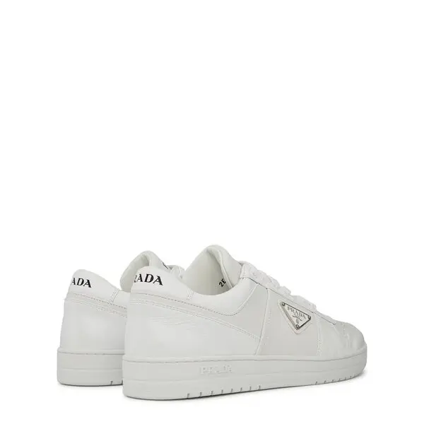 Prada Downtown Leather Low Top Sneakers - White