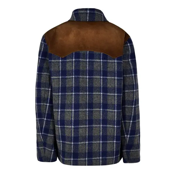 Miu Miu Wool-blend Zip-up Shirt Jacket With Suede Yoke