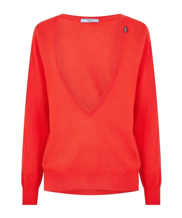 Prada V-neck Jumper - Red