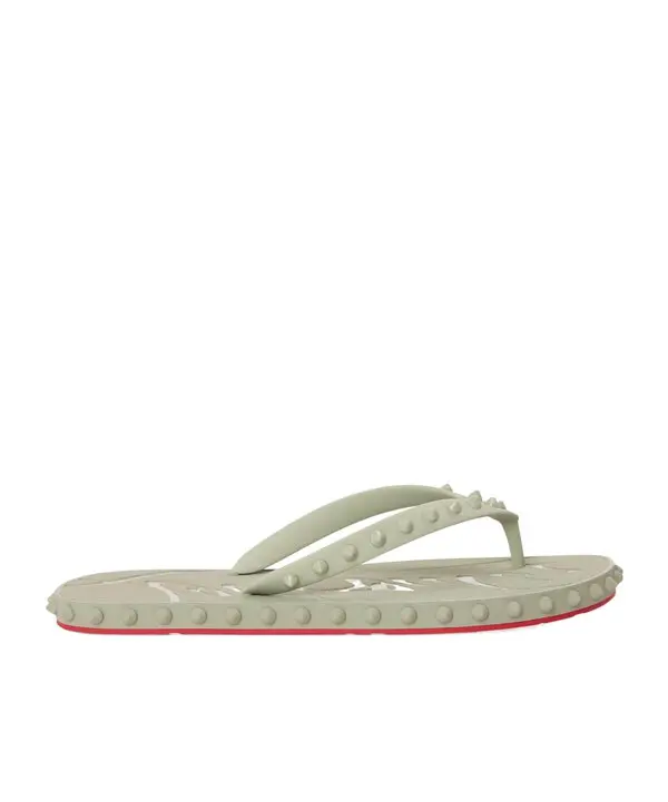 CHRISTIAN LOUBOUTIN Red-soled Rivet Slippers - Nude