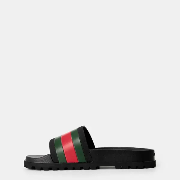 Gucci Web Stripe Rubber Slides