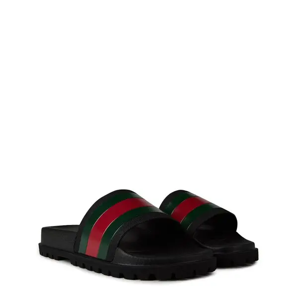 Gucci Web Stripe Rubber Slides