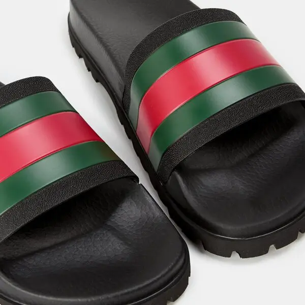 Gucci Web Stripe Rubber Slides