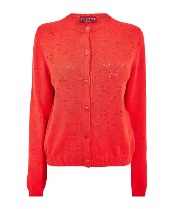 Gucci Knitted Cardigan With Gg Pattern