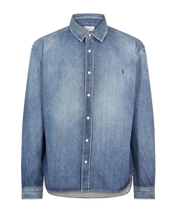 Saint Laurent Light Faded Denim Button-up Shirt - Blue