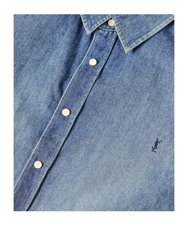 Saint Laurent Light Faded Denim Button-up Shirt - Blue