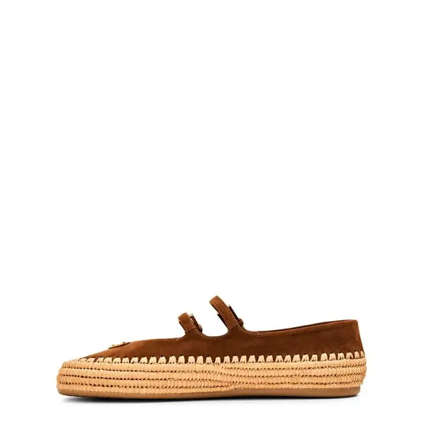 Prada Suede Ballet Flats With Double Strap Detail