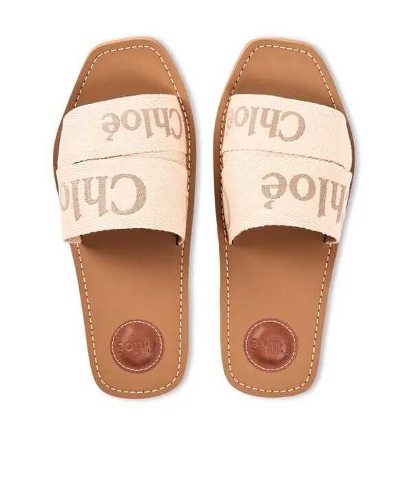Chloé Logo Slippers - Nude