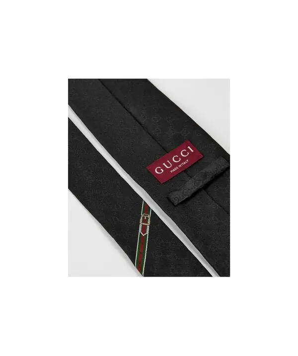 Gucci Jacquard Diamond Neck Tie - Black