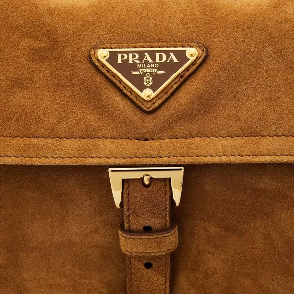 Prada Explore Medium Suede Shoulder Bag With Flap
