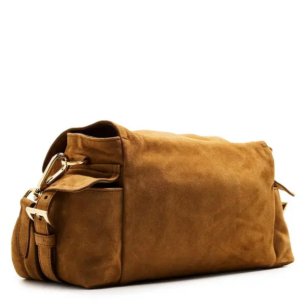 Prada Explore Medium Suede Shoulder Bag With Flap