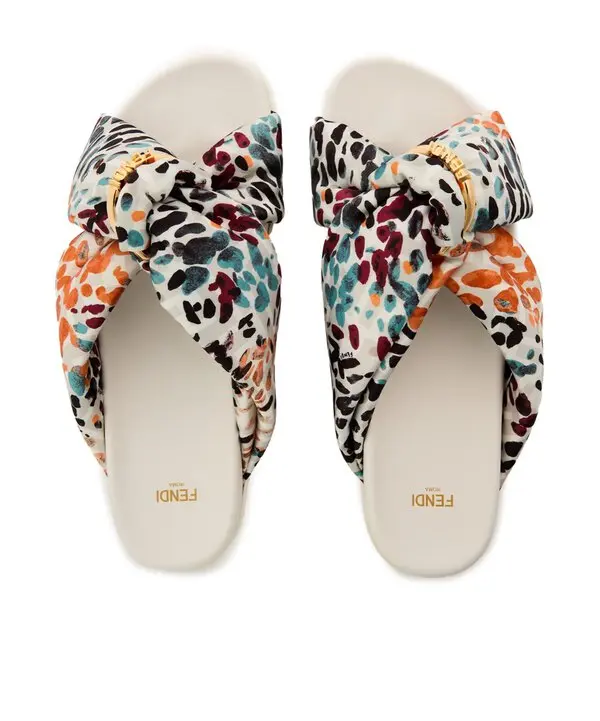 Fendi Logo Satin Slippers