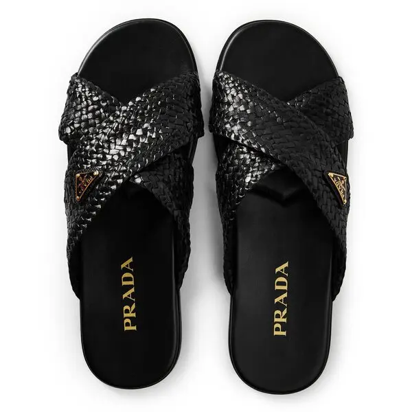 Prada Woven Flat Sandals