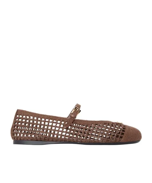 Prada Crochet Ballet Flats - Brown