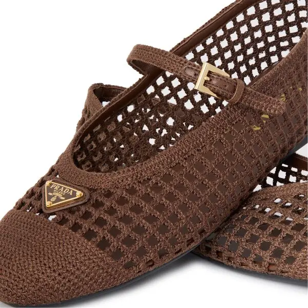 Prada Crochet Ballet Flats - Brown