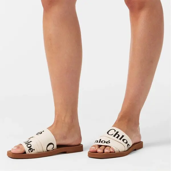 Chloé Logo Slippers - Brown