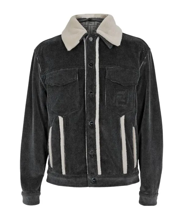 Fendi Corduroy Sherpa Jacket - Black
