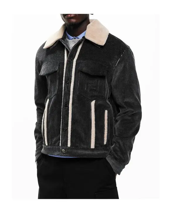 Fendi Corduroy Sherpa Jacket - Black