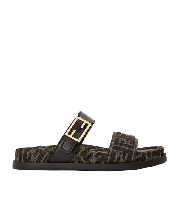 Fendi Double Strap Logo Flat Sandals