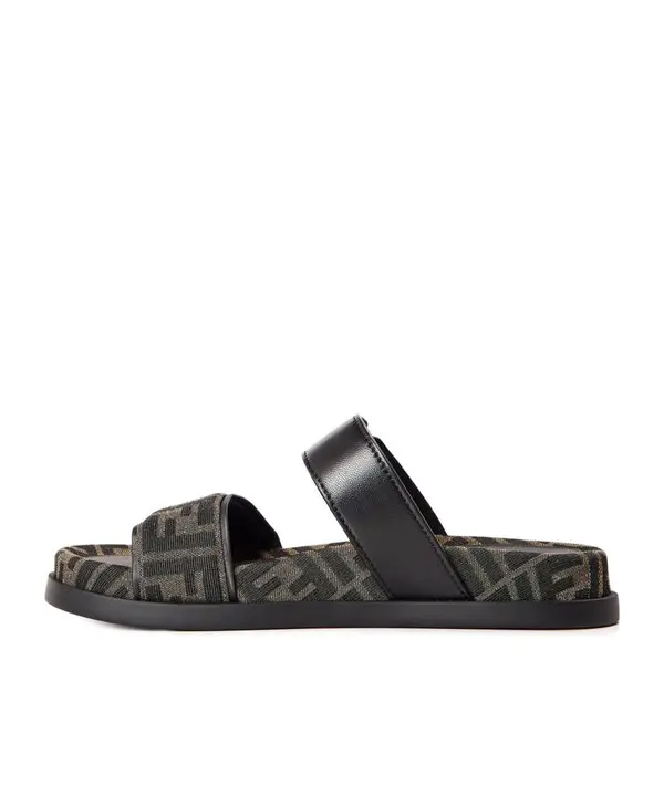 Fendi Double Strap Logo Flat Sandals