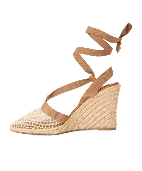CHRISTIAN LOUBOUTIN Wedge Espadrille Sandals With Tie Fastening