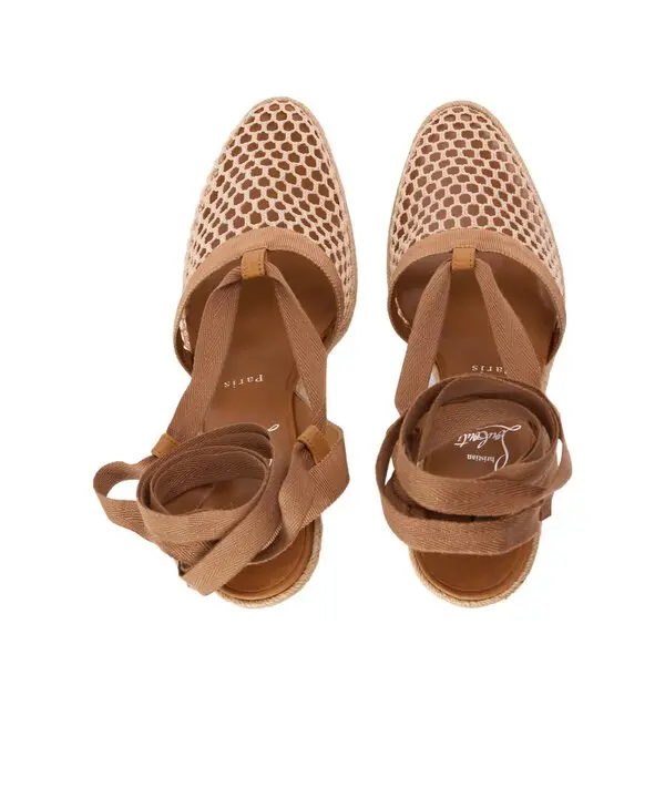 CHRISTIAN LOUBOUTIN Wedge Espadrille Sandals With Tie Fastening