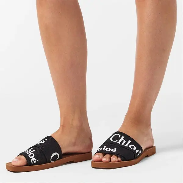 Chloé Logo Slippers - Brown