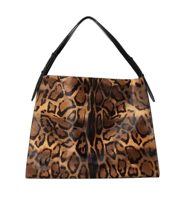 CHRISTIAN LOUBOUTIN Leopard Print Leather Shoulder Bag - Brown