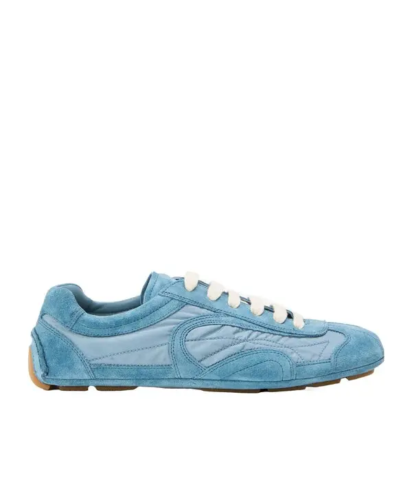 Prada Suede And Nylon Low-top Sneakers - Blue