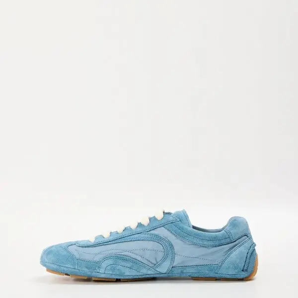 Prada Suede And Nylon Low-top Sneakers - Blue