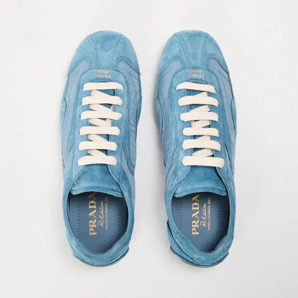 Prada Suede And Nylon Low-top Sneakers - Blue