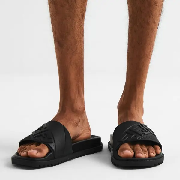 Fendi Logo Embossed Flat Slides