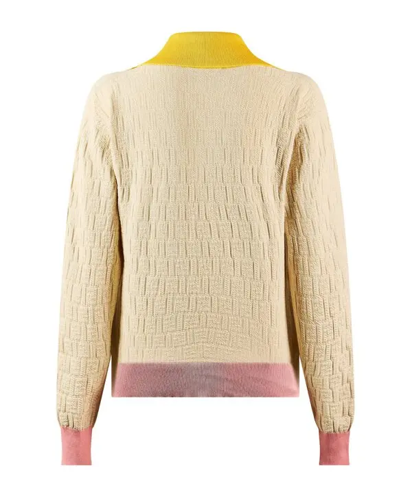 Fendi V-neck Long Sleeve Jumper - Nude