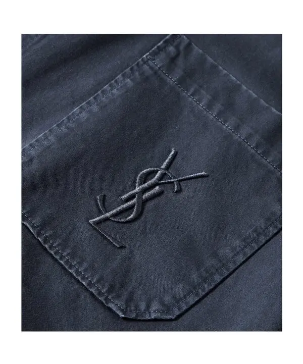 Saint Laurent Workwear Shirt Jacket With Embroidered Logo