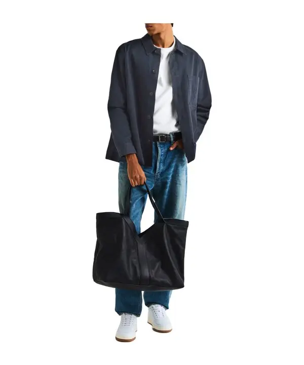 Saint Laurent Workwear Shirt Jacket With Embroidered Logo