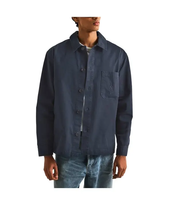 Saint Laurent Workwear Shirt Jacket With Embroidered Logo