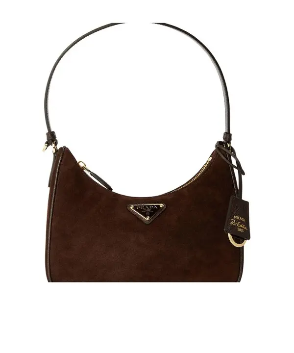 Prada Rolled-up Fur Shoulder Bag - Brown