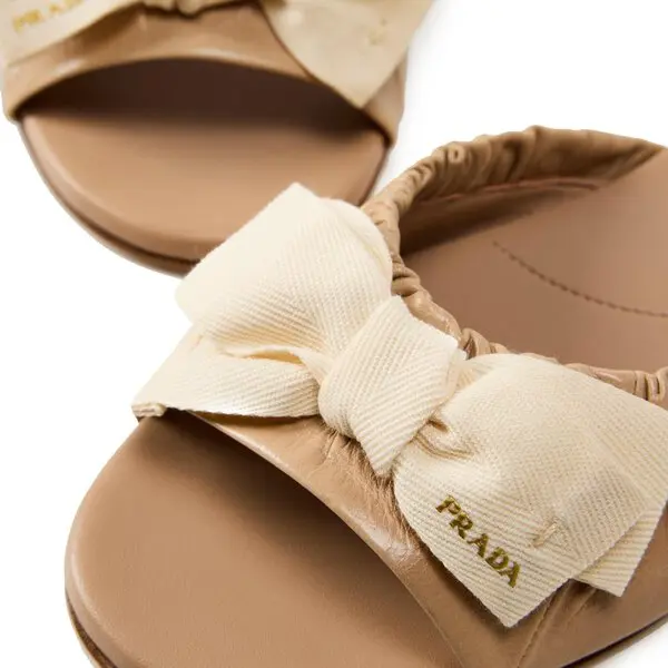 Prada Bow Detail Flat Mules
