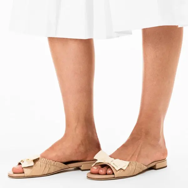 Prada Bow Detail Flat Mules
