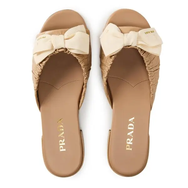 Prada Bow Detail Flat Mules