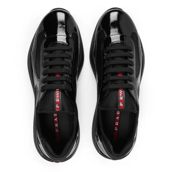 Prada Americas Cup Leather Trainers - Black