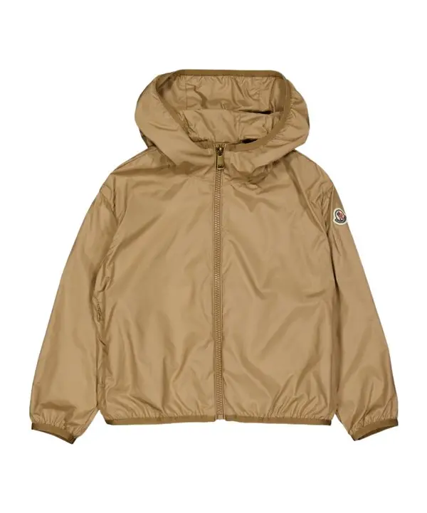 Moncler Logo Patch Hooded Raincoat - Nude