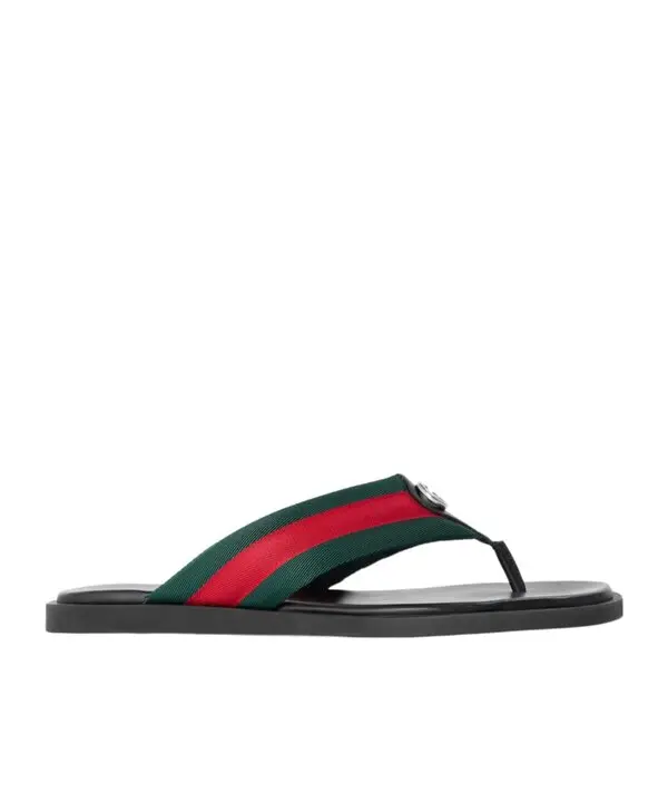 Gucci Logo Flip Flops - Black